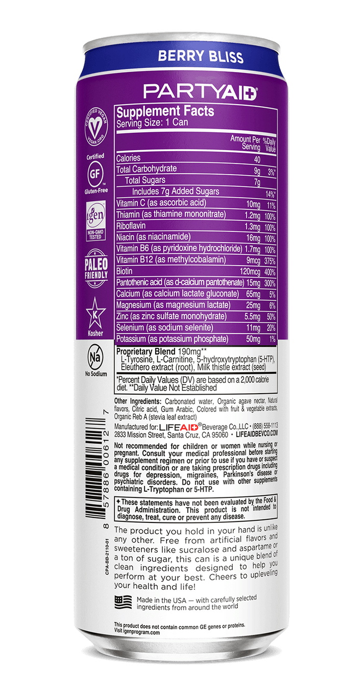 PARTYAID® Sabor Berry Bliss - Bebida de Recuperación Después de la Fie ...